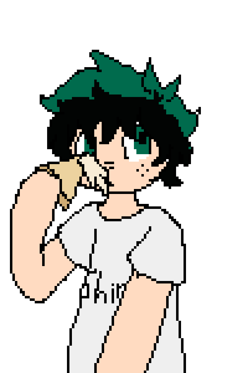 Pixilart - Midoriya eating pizza by LemonCookies