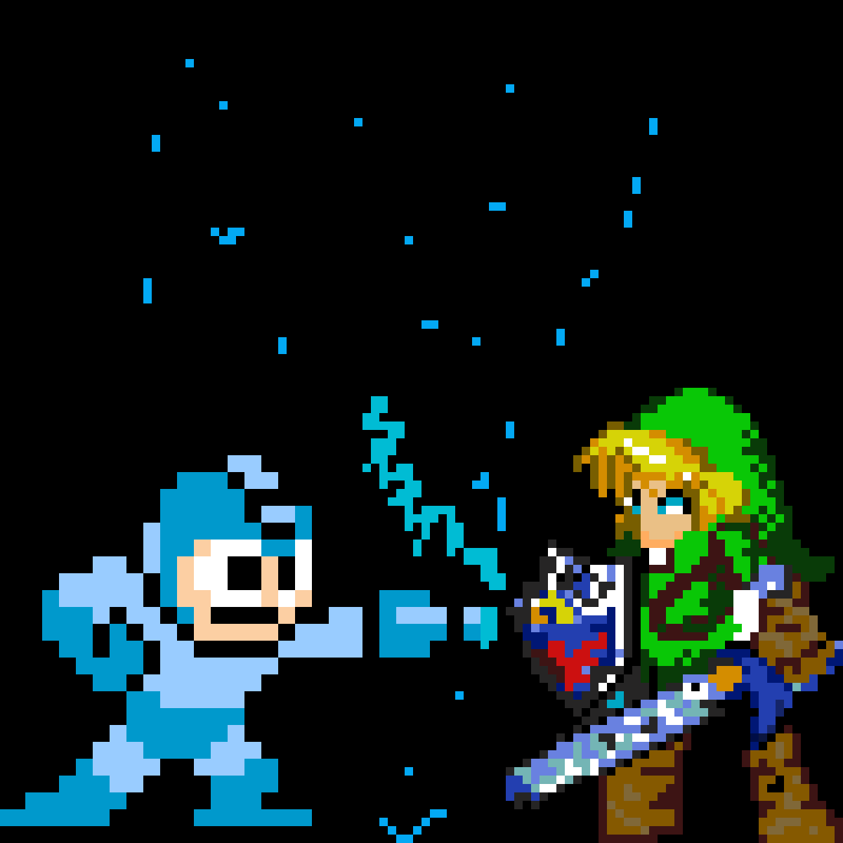 Pixilart - mega man vs link by Pixels2008