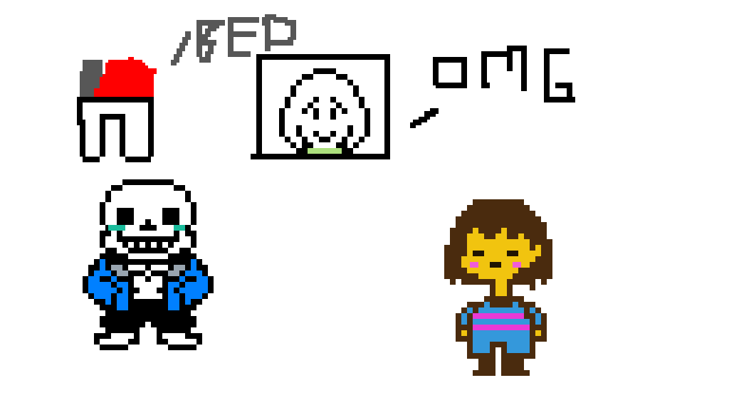 Pixilart - Now asriel caught Frisk and sans blushing at each other by ...