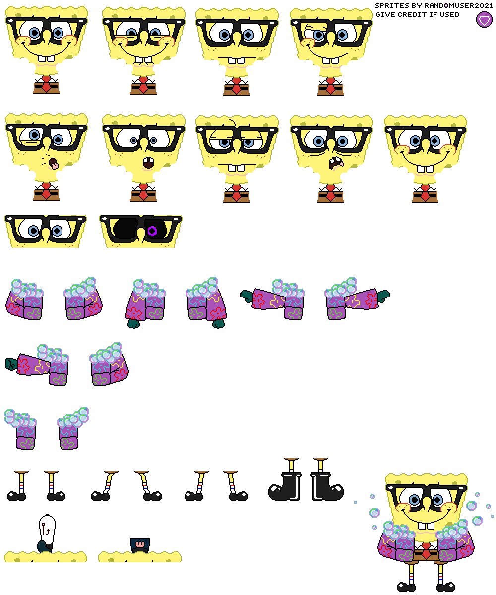 Pixilart - SpongeDrew Sprite Sheet by RandomUser2021
