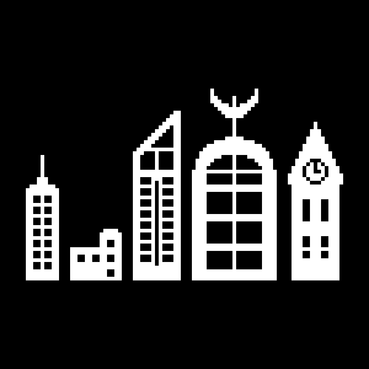 Pixilart - 1 bit building scene by kavpix