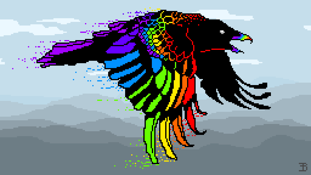 Pixilart - Rainbow Raven by Eeviblue