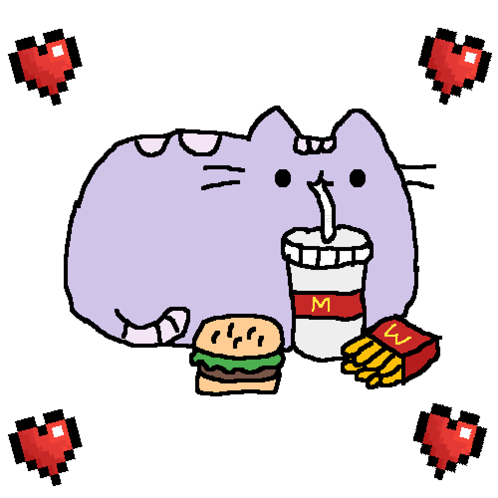 Pixilart - pusheen eating base by Lexi343