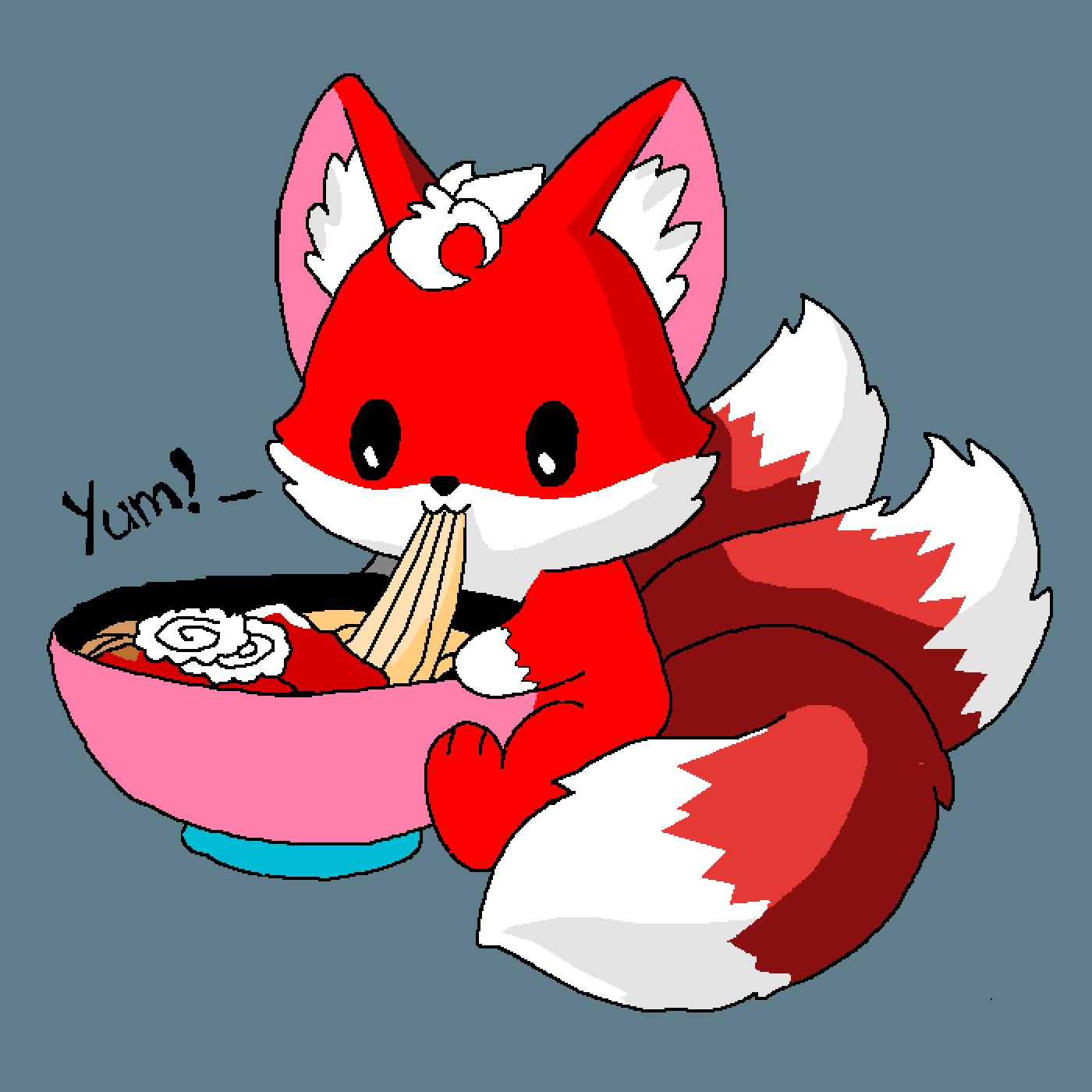 Editing Cute fox eating ramen - Free online pixel art drawing tool ...