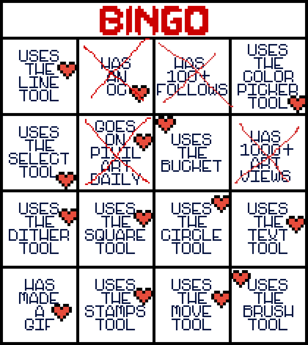 Pixilart - pixel bingo by fandomcolors