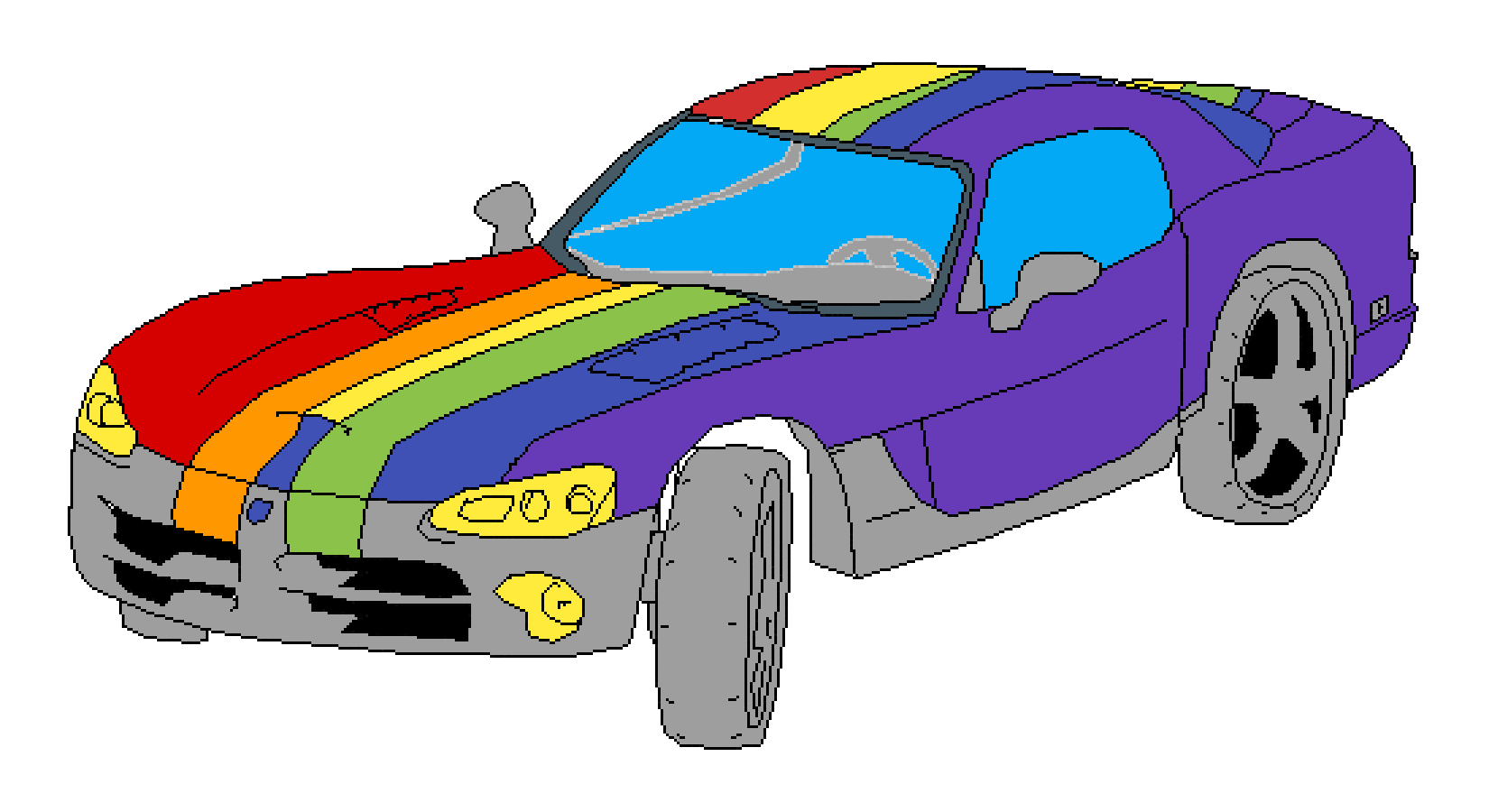 Pixilart - rainbow car by A-normal-drawer