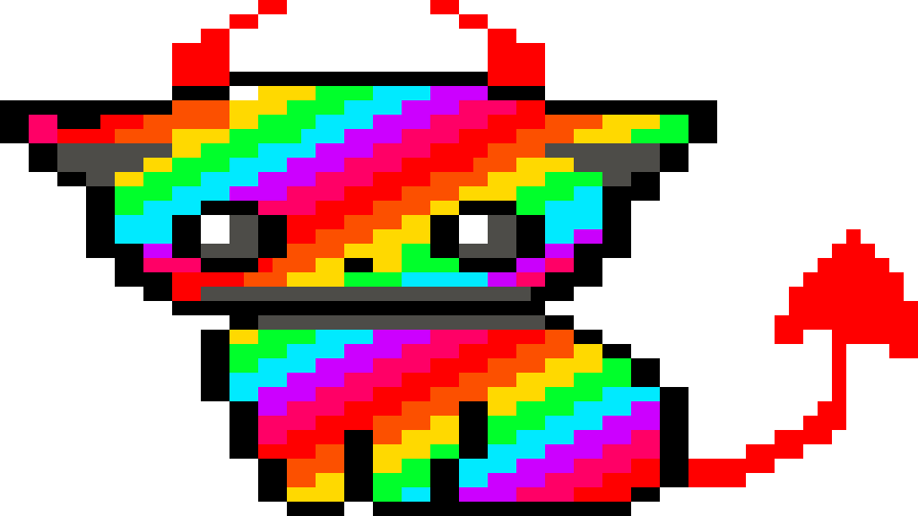 Pixilart - rainbow demon cat by Ashton-undead