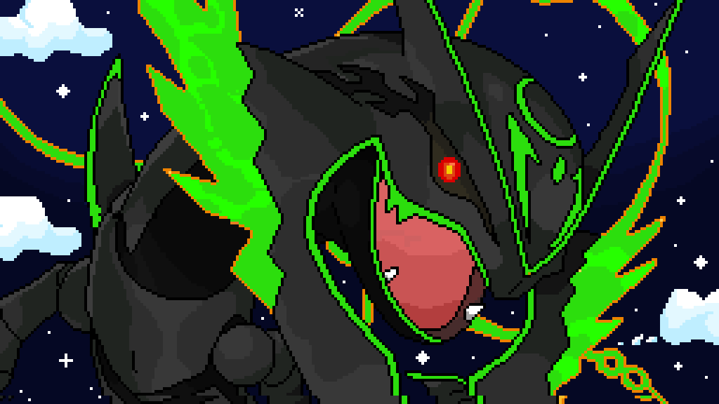 Editing Shiny Mega Rayquaza with green instead of yellow - Free online ...
