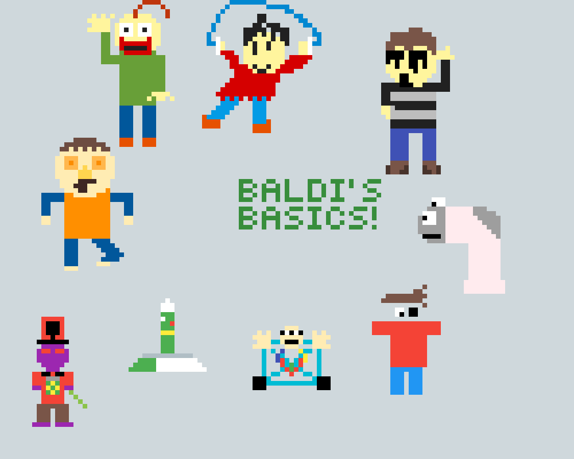 Pixilart - baldi's basics gang w/ lets drum by Anonymous