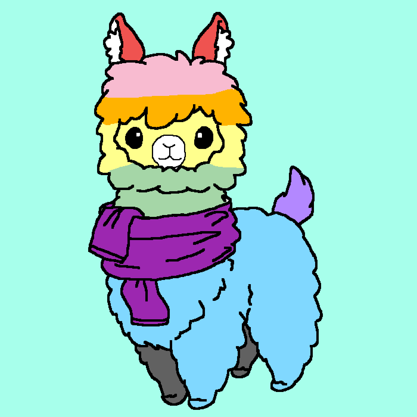 Pixilart - rainbow lama creature by votebiden44