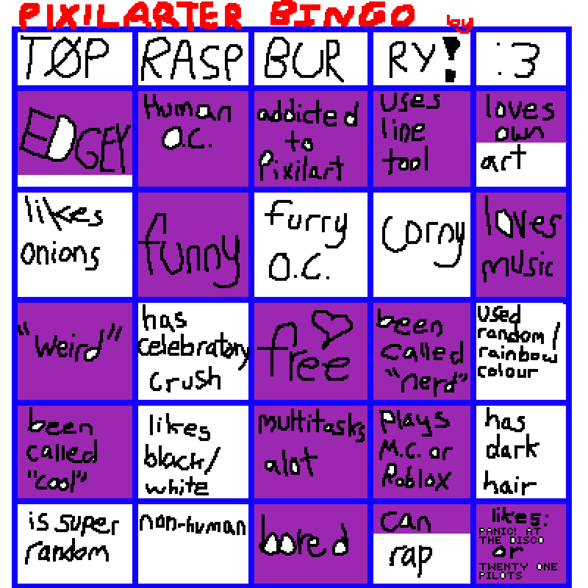 Editing Pixel art Bingo - Free online pixel art drawing tool - Pixilart