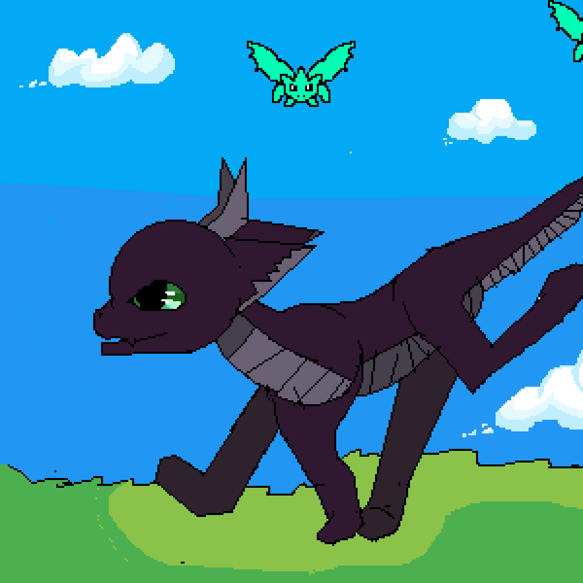 Pixilart - dragon running by Rosie