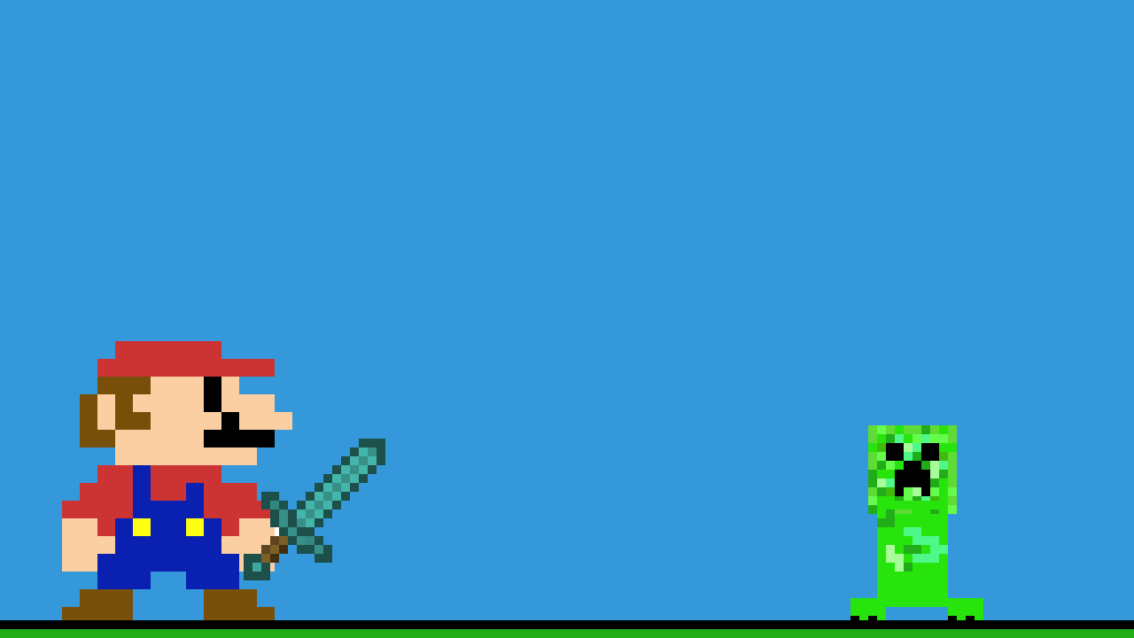 Editing Mario VS Creeper! - Free online pixel art drawing tool - Pixilart