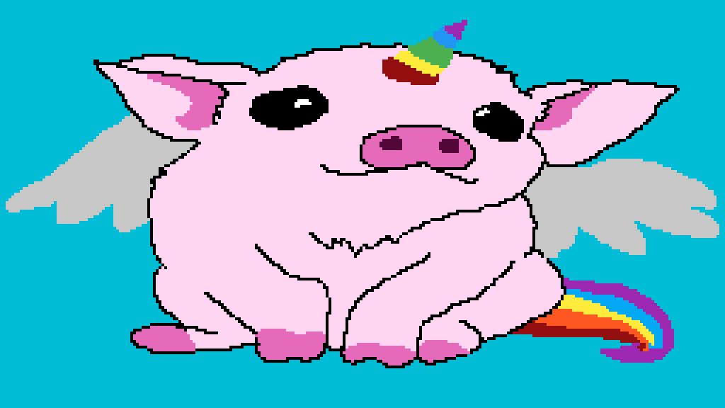 Pixilart - rainbow unicorn pig by Angelsnowflakes