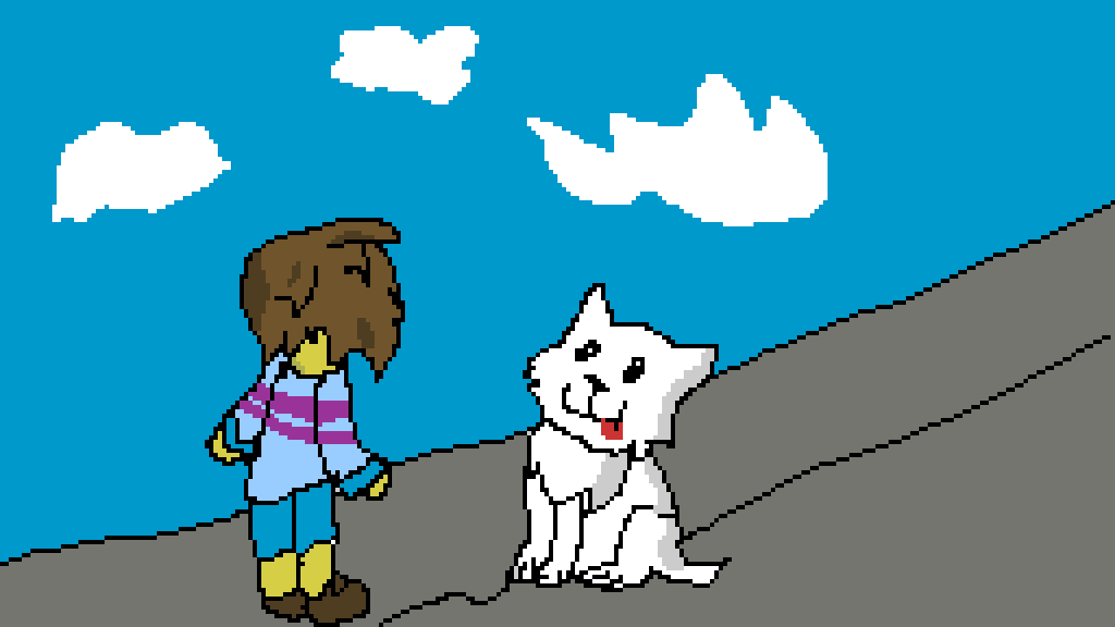 Pixilart - the annoying dog meets frisk GIF lol by Fast-Boi-UwU