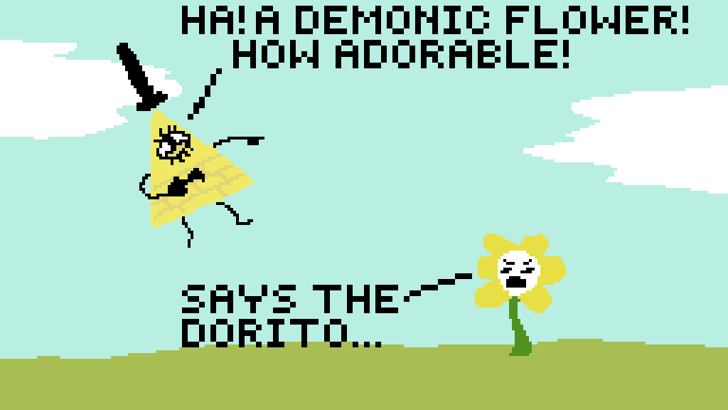 Pixilart - Bill Cipher and Flowey the Flower by Cirell