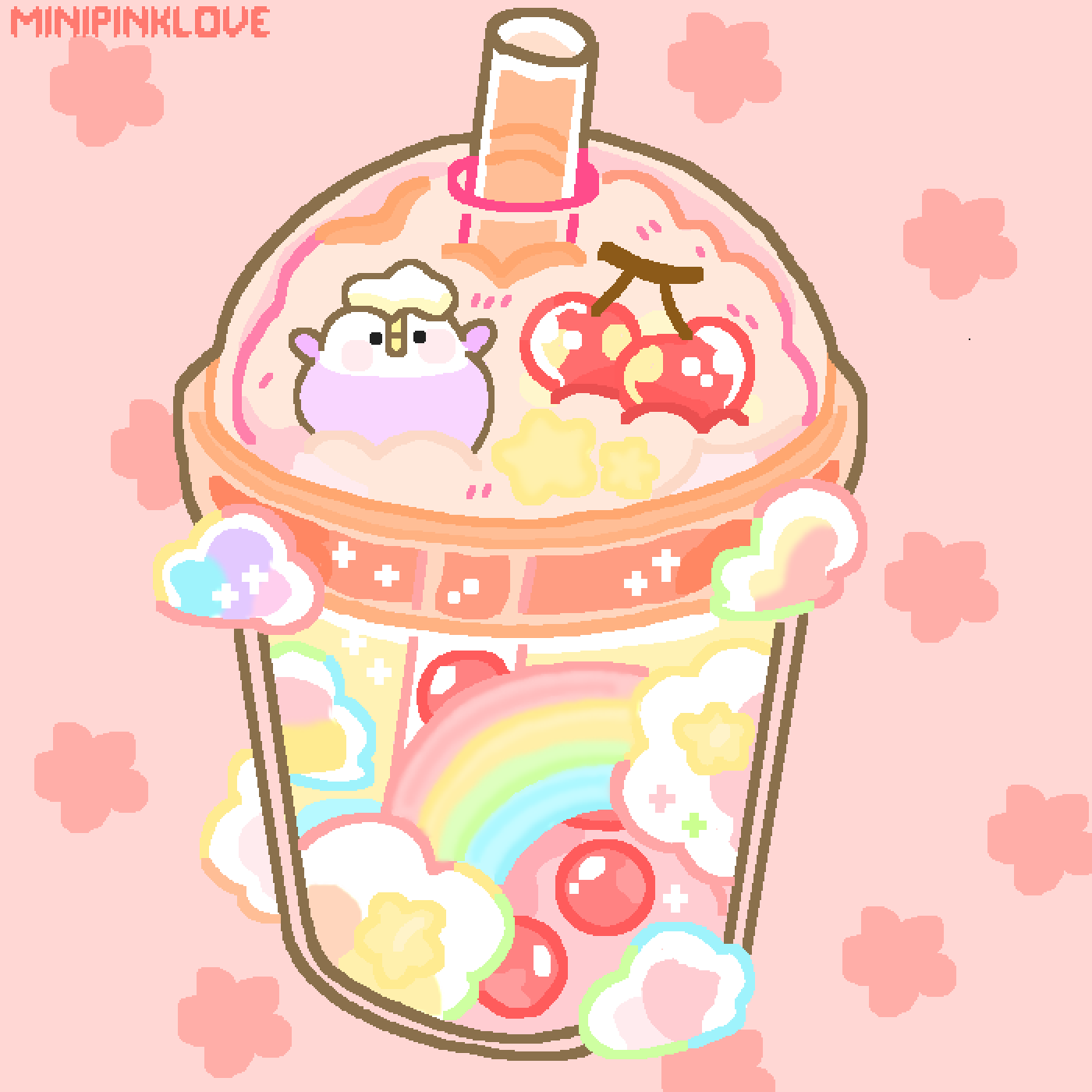 Pixilart - Rainbow Cherry Clouds by leenaur