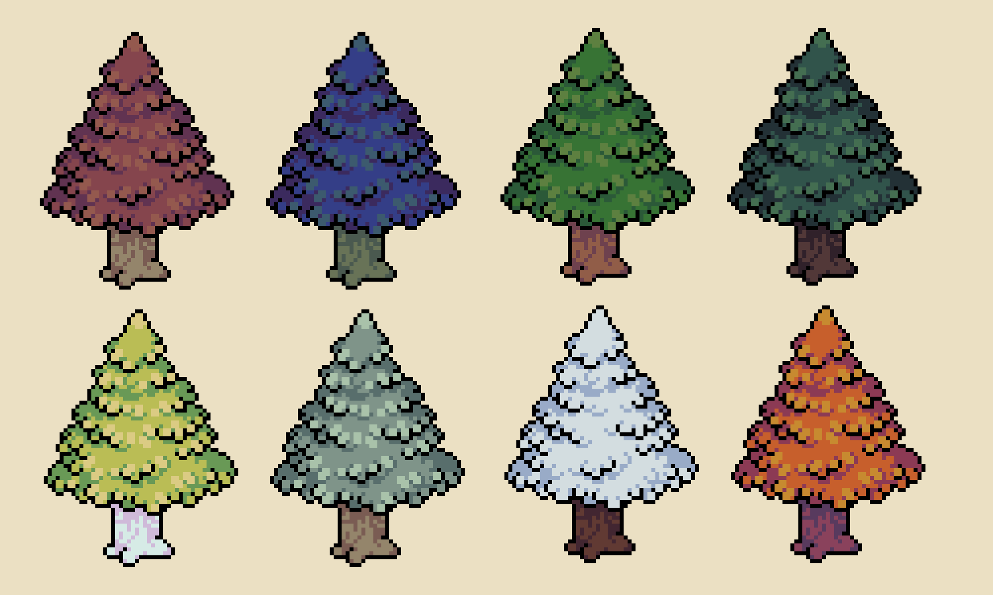 Pixilart - Tree Variations by Grubble