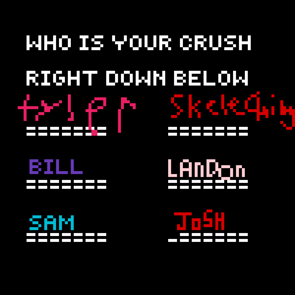 Editing My crush is Joshy - Free online pixel art drawing tool - Pixilart