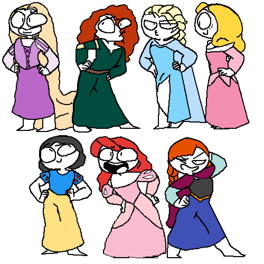 Editing Disney princesses - Free online pixel art drawing tool - Pixilart