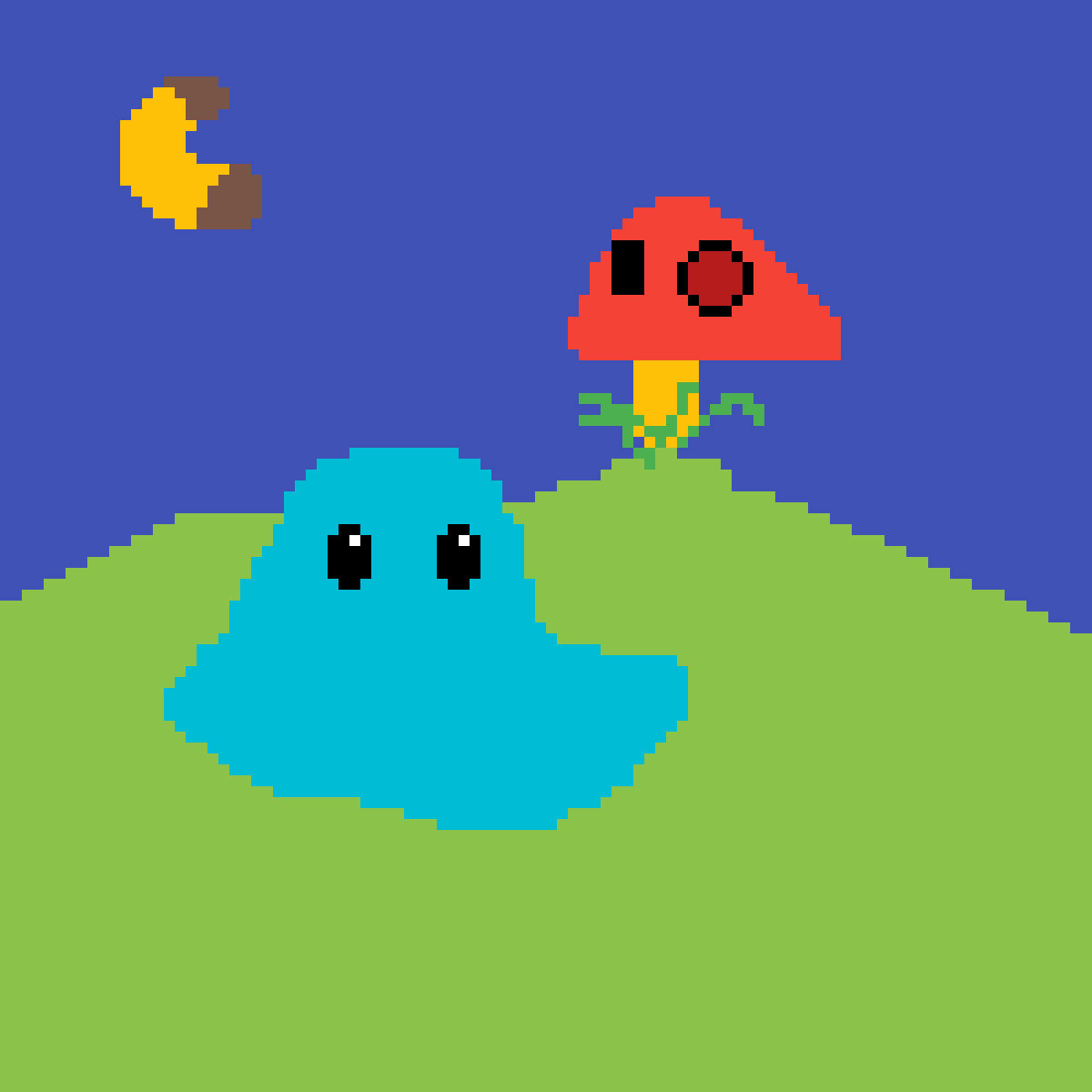 Pixilart - Puddle Slime & Mushroom Boi by Orchidna
