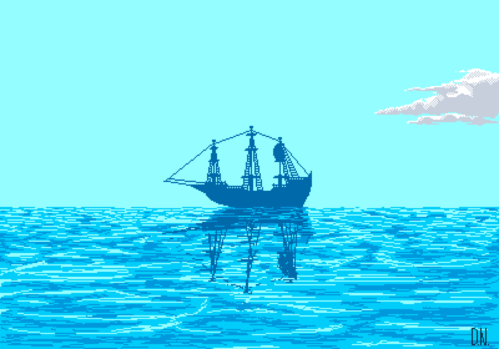 Pixilart - boat in the sea by darknessnight1