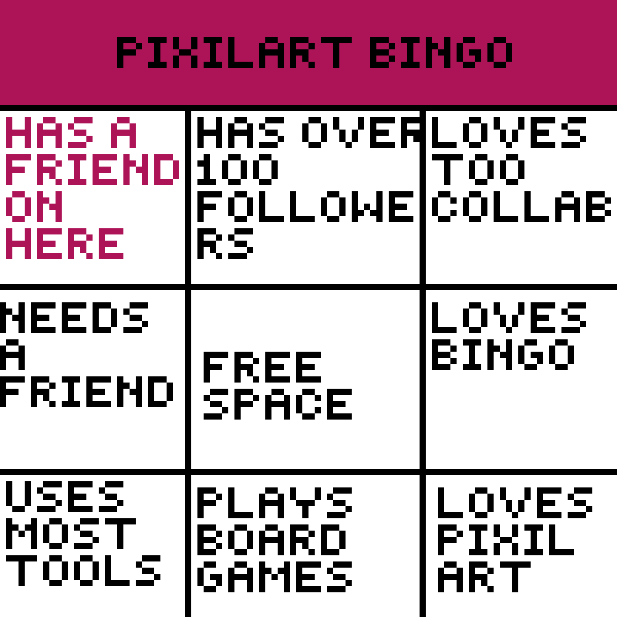 Editing Bingo - Free online pixel art drawing tool - Pixilart