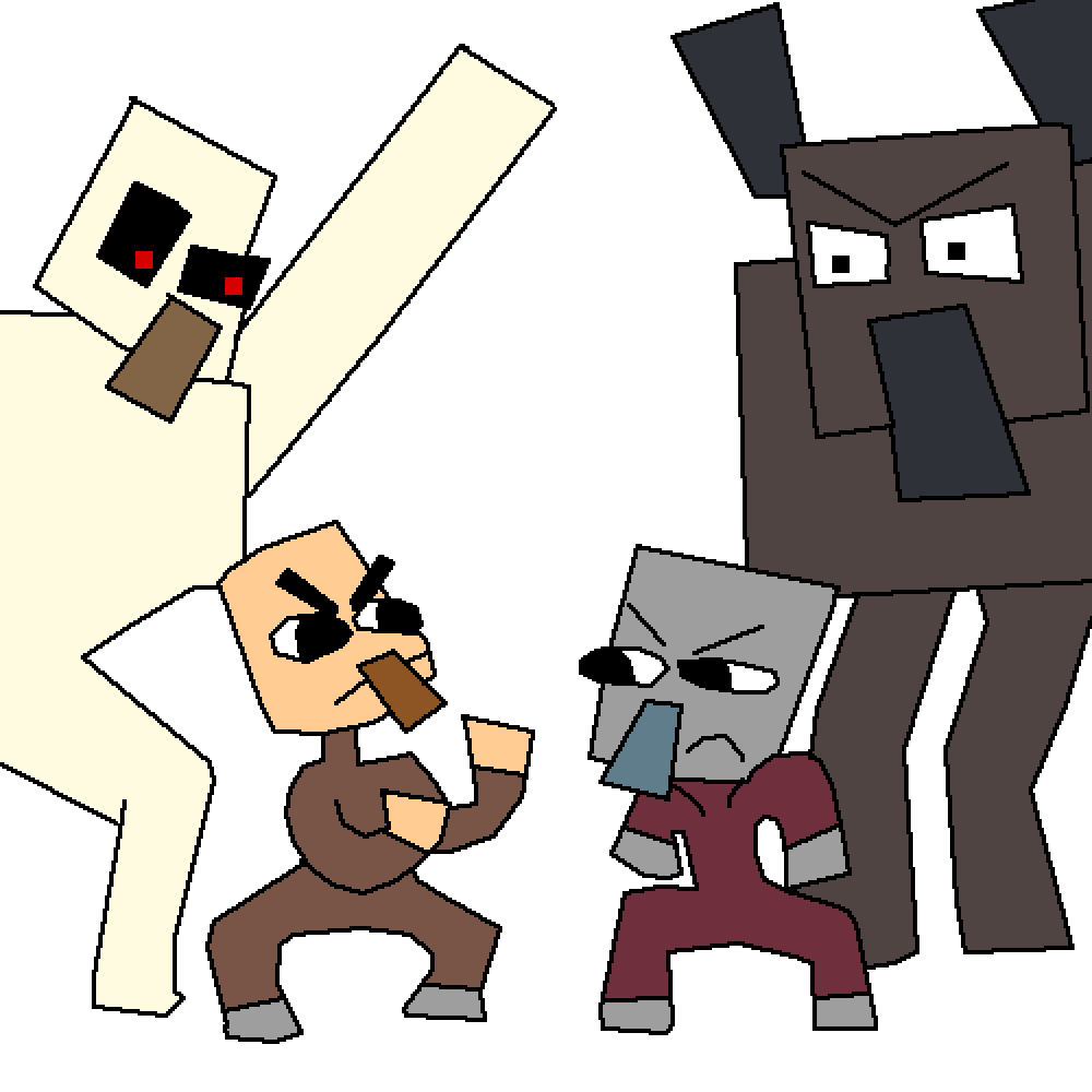 Pixilart - vilager vs pillager by Rocketpups