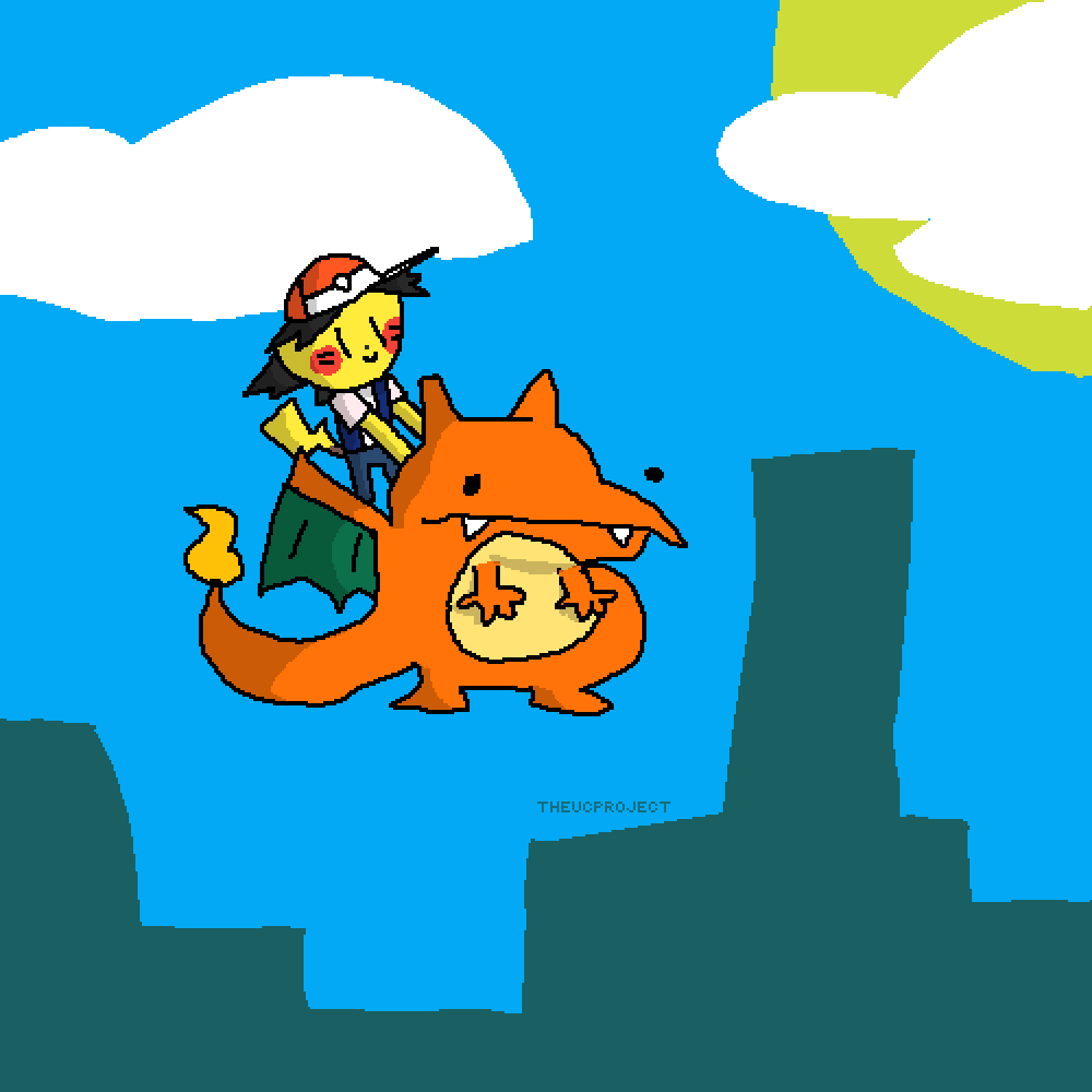 Pixilart - Ash Pikachu and Charizard by TheUCproject