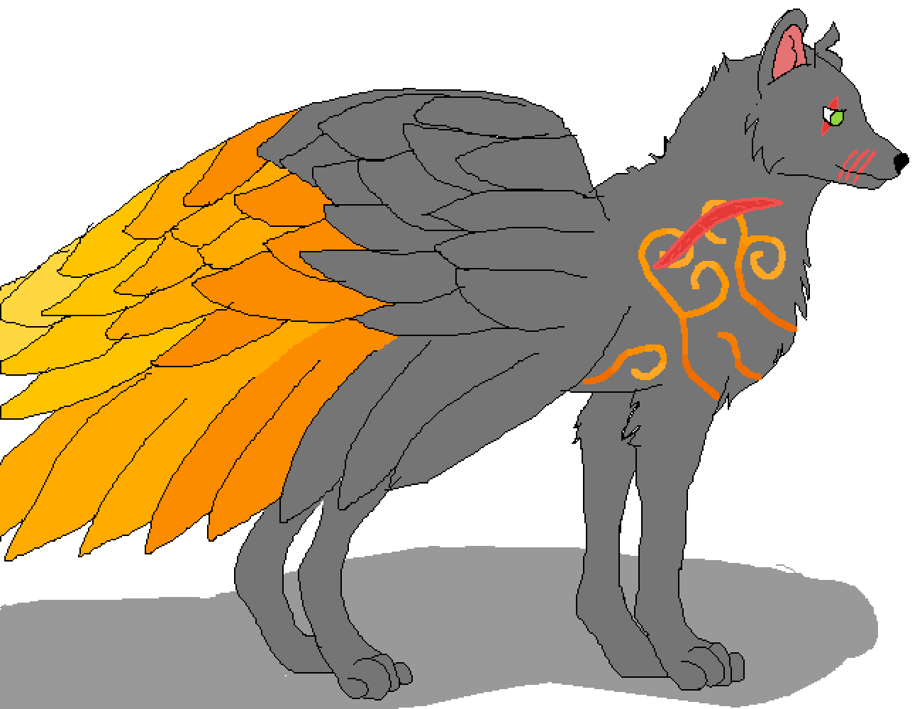 Easy Winged Wolf Drawings Drawing Gray Wolf Chibi, Flying Dogs,