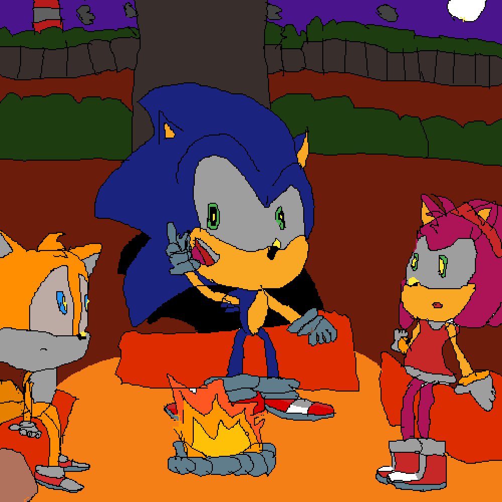 Pixilart - sonic around the campfire by Sonicyx99