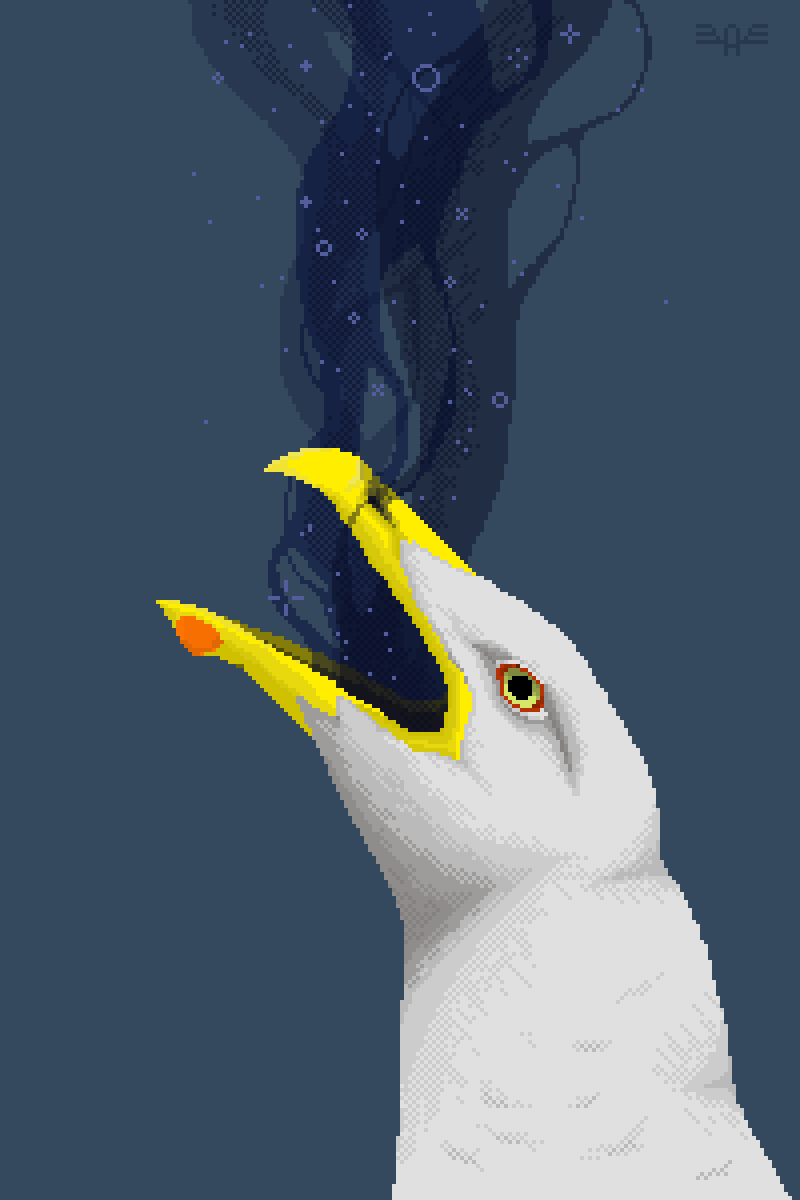 Pixilart - Scream of a seagull in the frosty darkness by ClaraScintilla