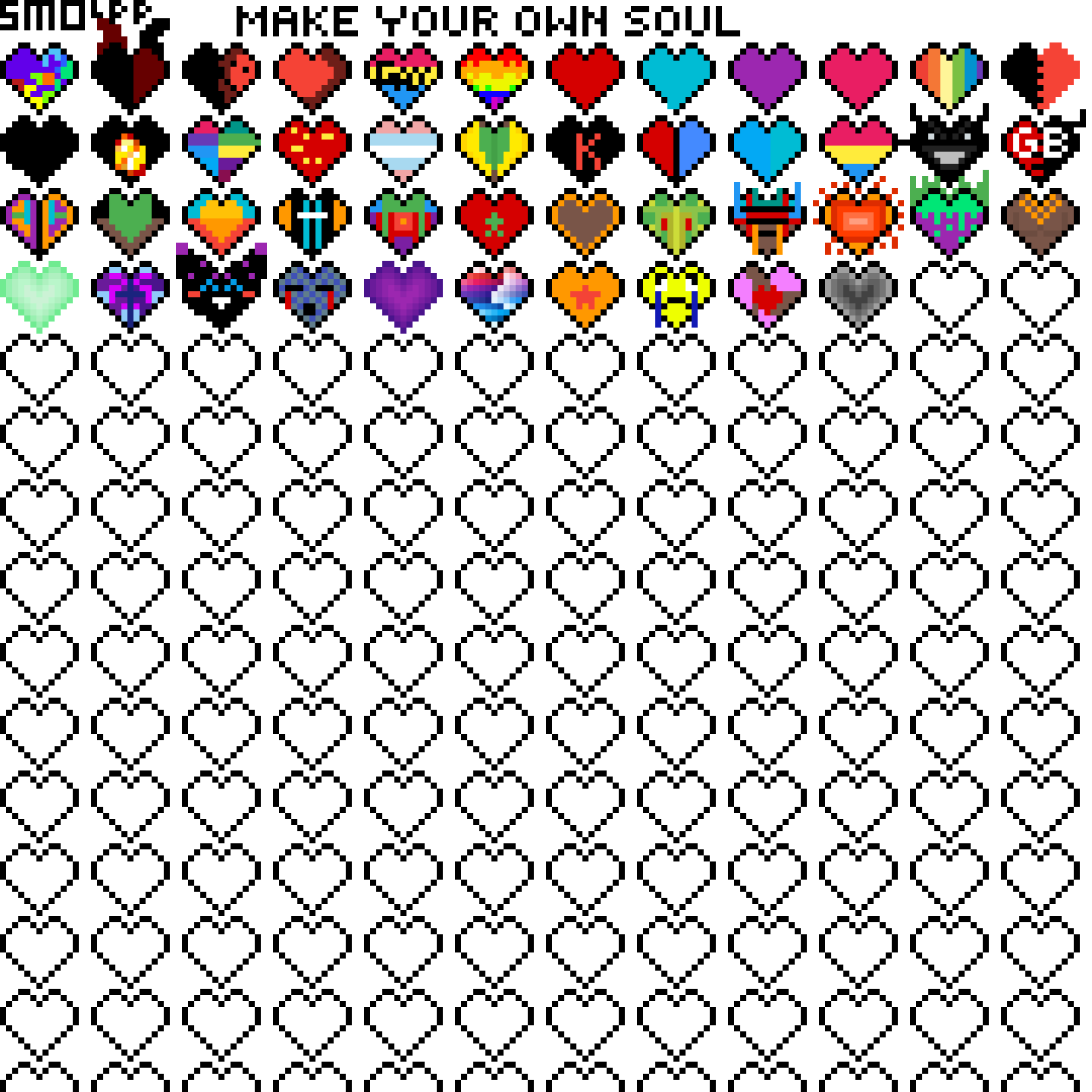 Editing undertale souls - Free online pixel art drawing tool - Pixilart