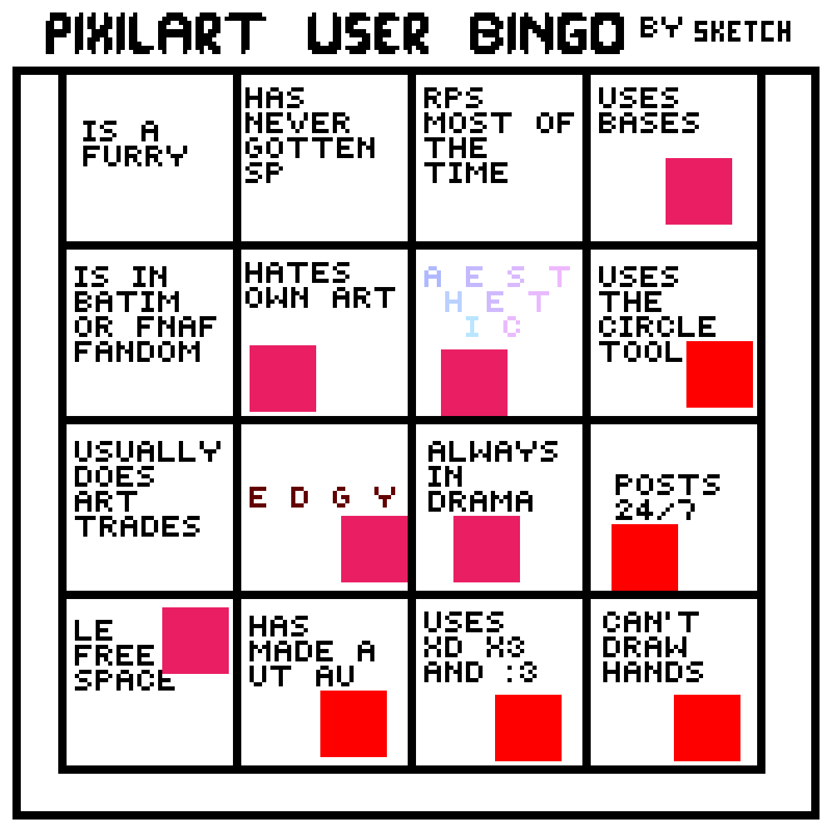 Editing BINGO!!!!!!!!!!!!!!!!!!!!!!!!\ - Free online pixel art drawing ...