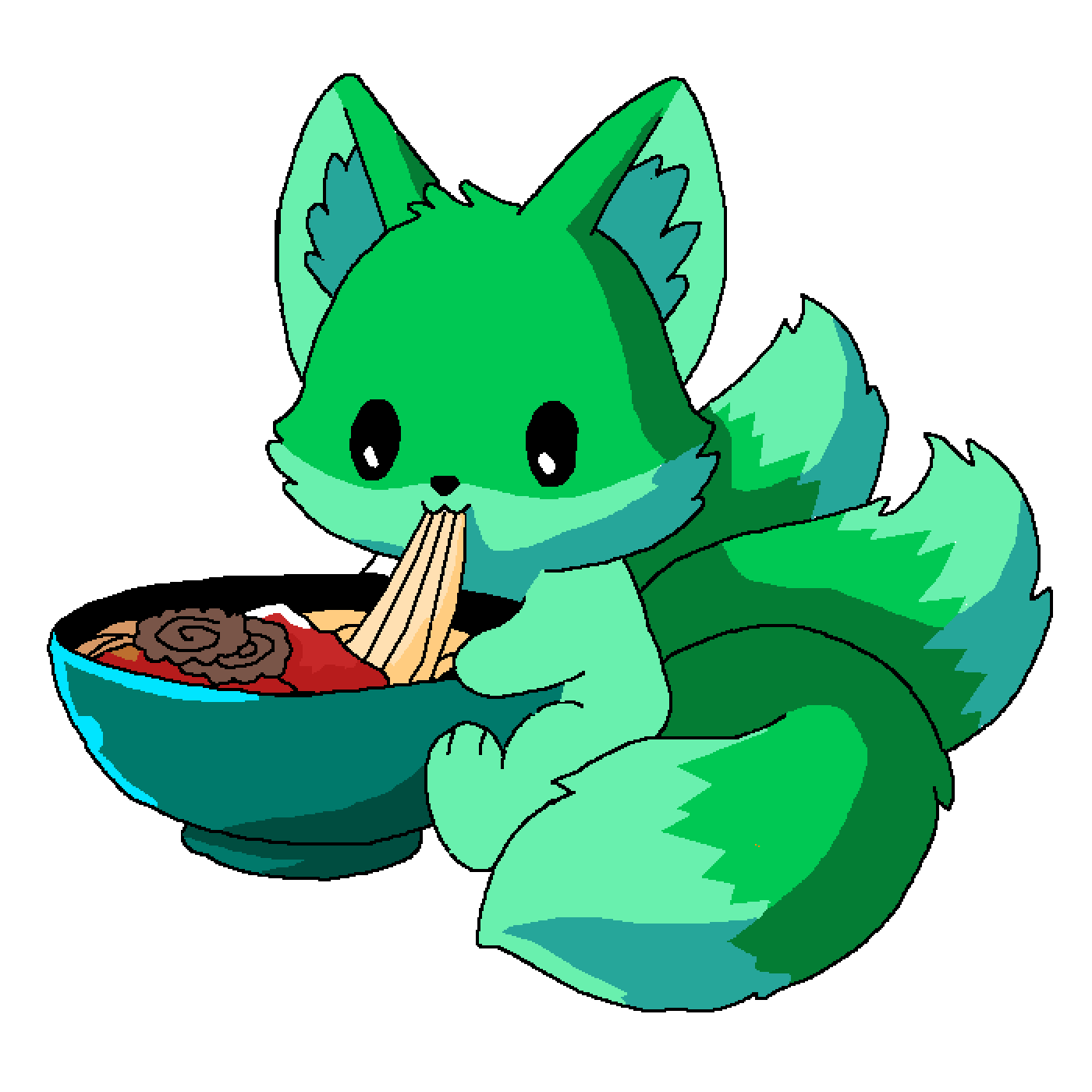 Pixilart - Fox Eating Noodles by 7237