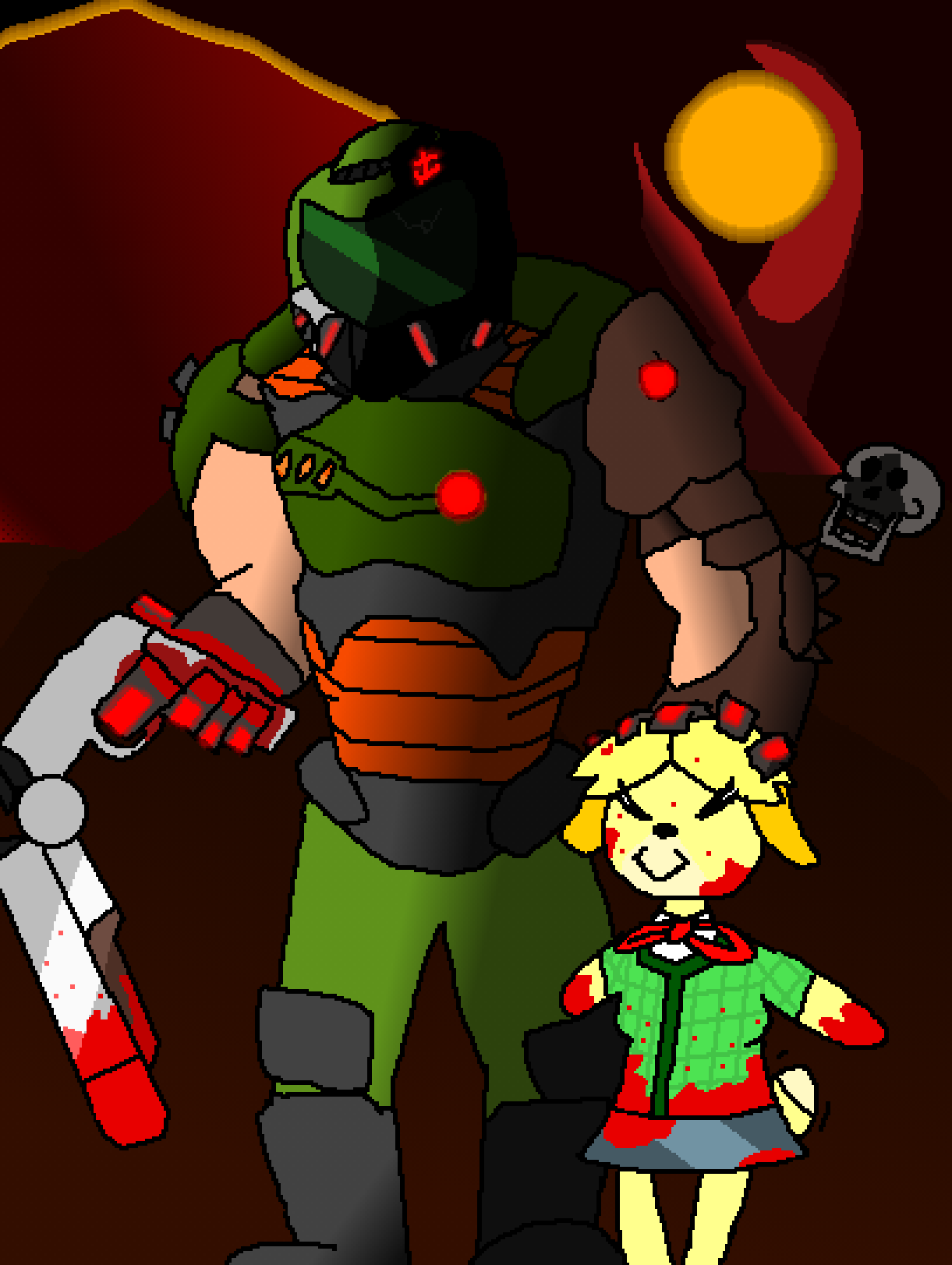Pixilart - Doomslayer x Isabelle by TheAverageMemer