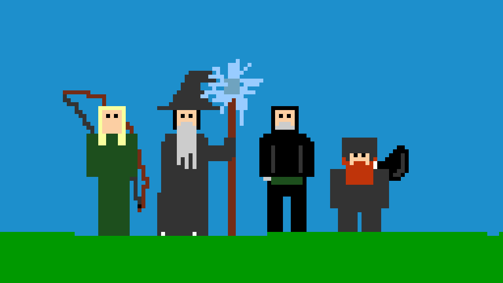Editing Legolas, Gandalf, Aragorn and Gimli - Free online pixel art drawing tool - Pixilart