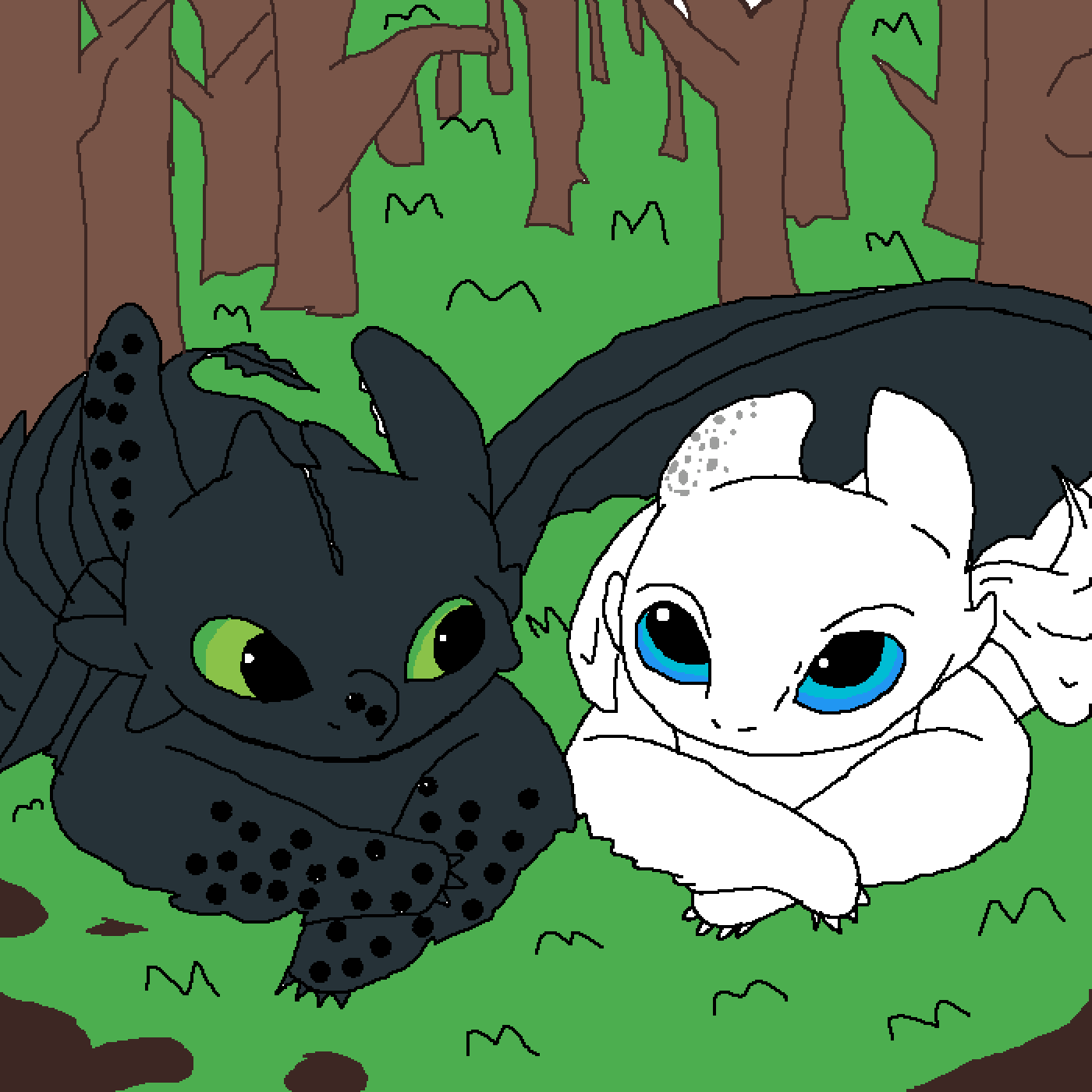 Pixilart - Dragons Under Rain by JellyBeanPlayzz