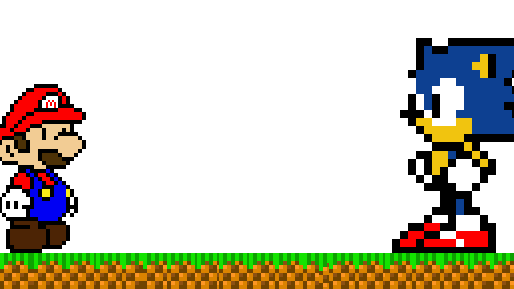 Editing mario vs sonic - Free online pixel art drawing tool - Pixilart
