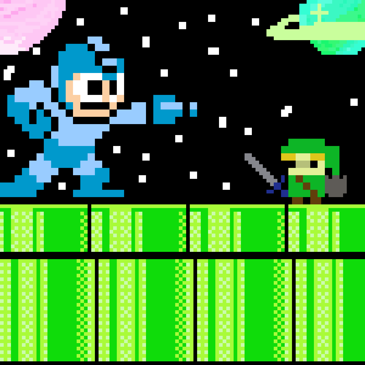 Pixilart - Space Battle: Mega man vs Baby link by gorgonthor10
