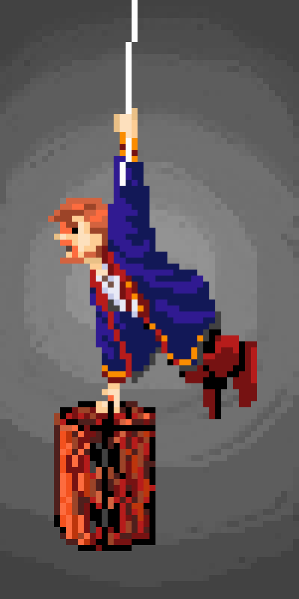Pixilart - Guybrush Threepwood (hanging) by mamanon