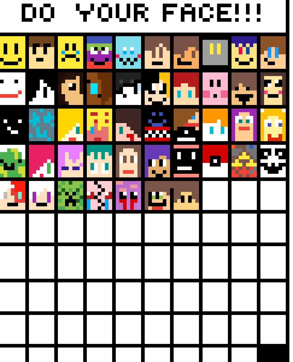 Editing draw a face - Free online pixel art drawing tool - Pixilart