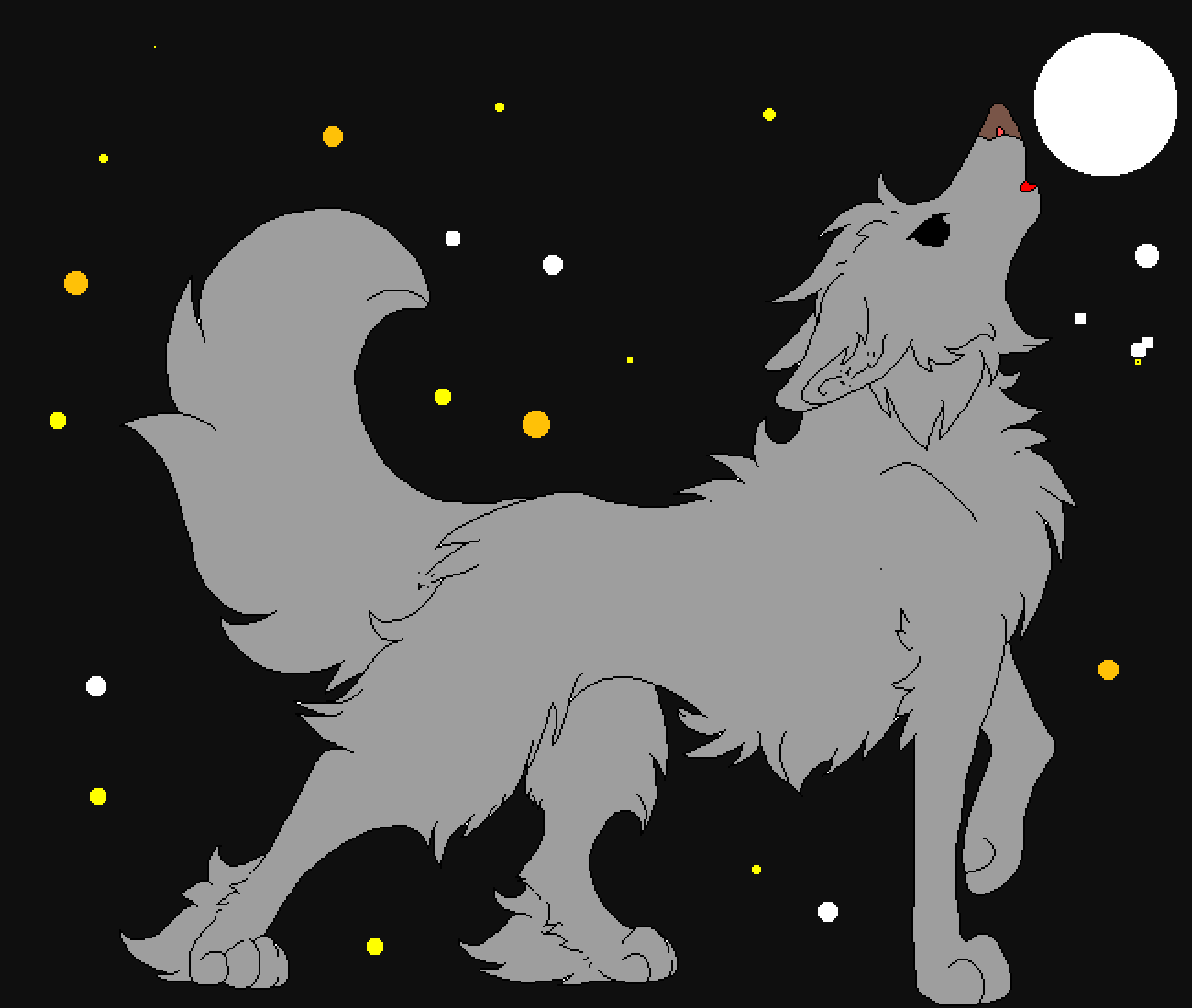 Pixilart - wolf howling at the moon by Pixil-furry
