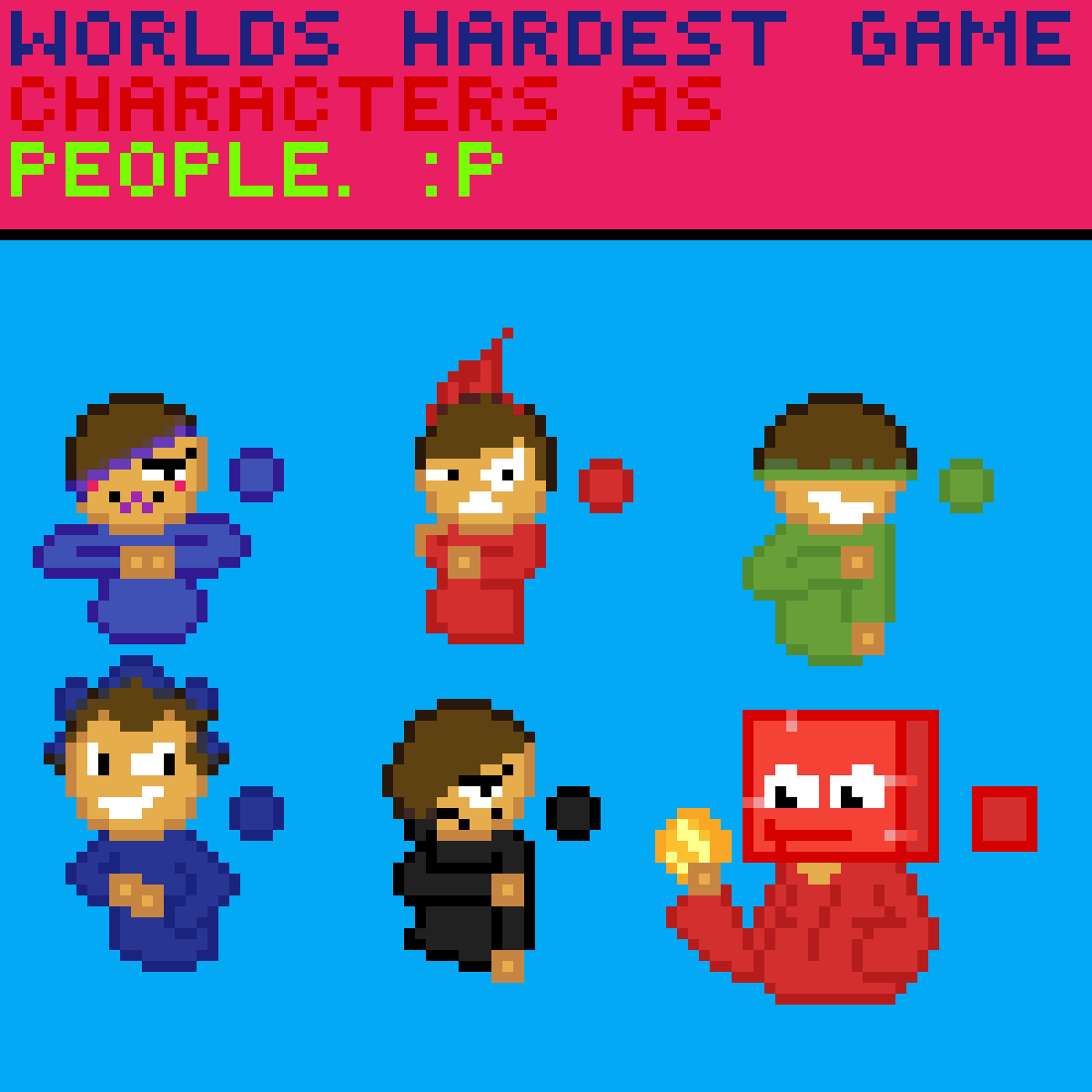 Editing worlds hardest game: characters as people - Free online pixel ...