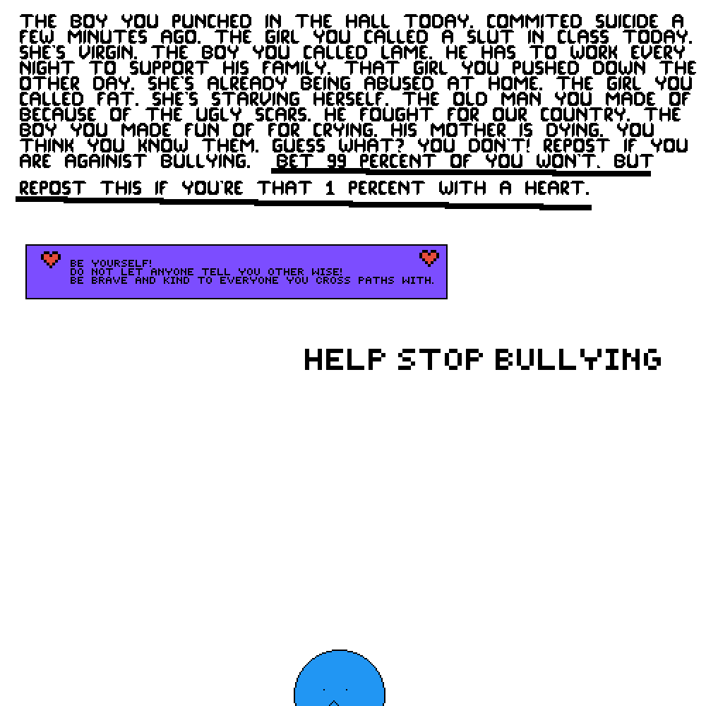 Editing help stop bullying - Free online pixel art drawing tool - Pixilart