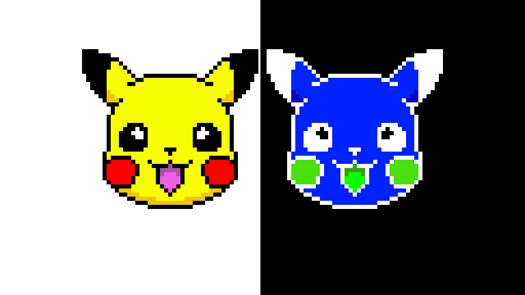 Pixilart - Pikachu and Photo Negative Pikachu by Lilrayray02