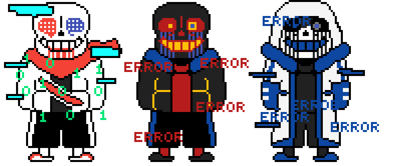 Pixilart - glitch time trio by sandsandeton