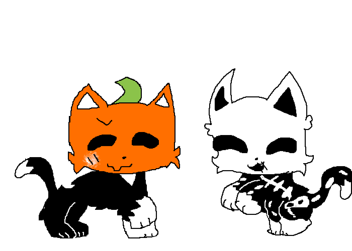 Pixilart - Skid and Pump cat sprite by SleepyPeep