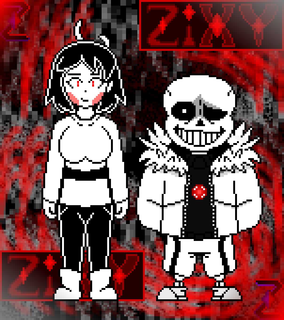 Pixilart - ------ and Chara by Zixy