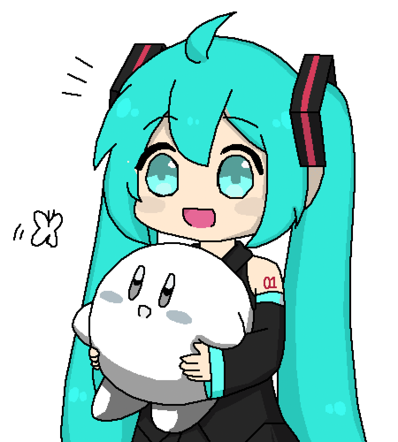 Pixilart - Miku and Kirby base by starlight1